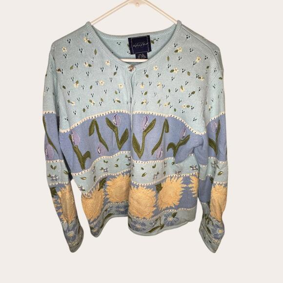 Eagles Eye | Sweaters | Vintage Eagles Eye Knitted Tulip And Sunflower ...